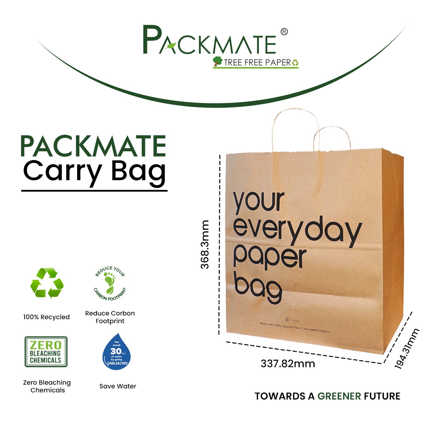 Packmate Carry Bag (Pack of 5) Made From 100% Recycled Paper – Packmate ...