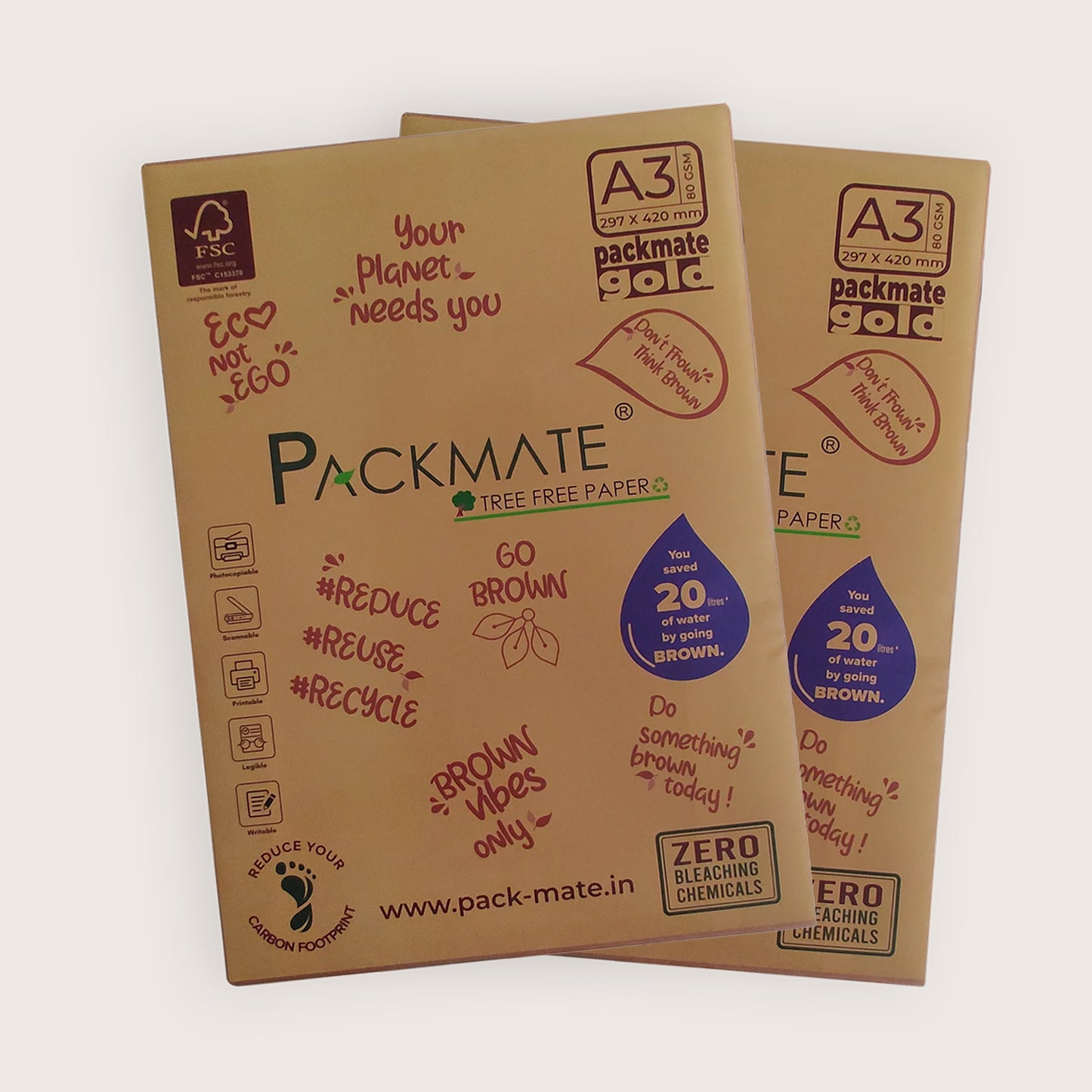 Packmate Gold Copier - A3, 1 Ream, 500 Sheet | Made From 100% Recycled ...