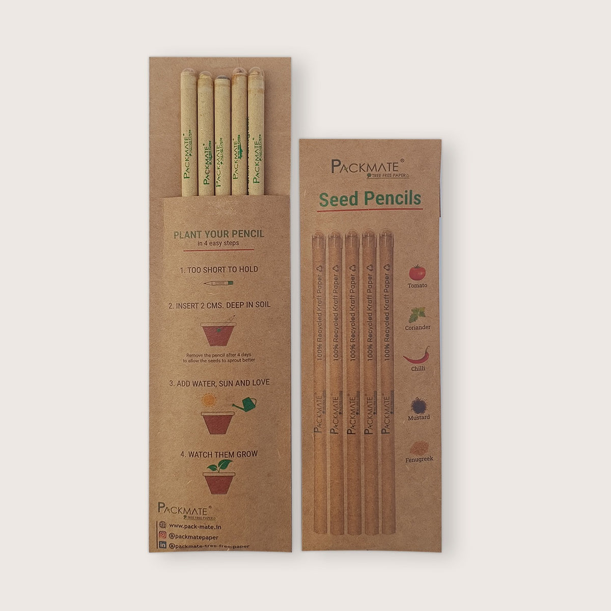 Packmate Plantable Seed Pencil (Pack of 5) Made From 100% Recycled Pap ...