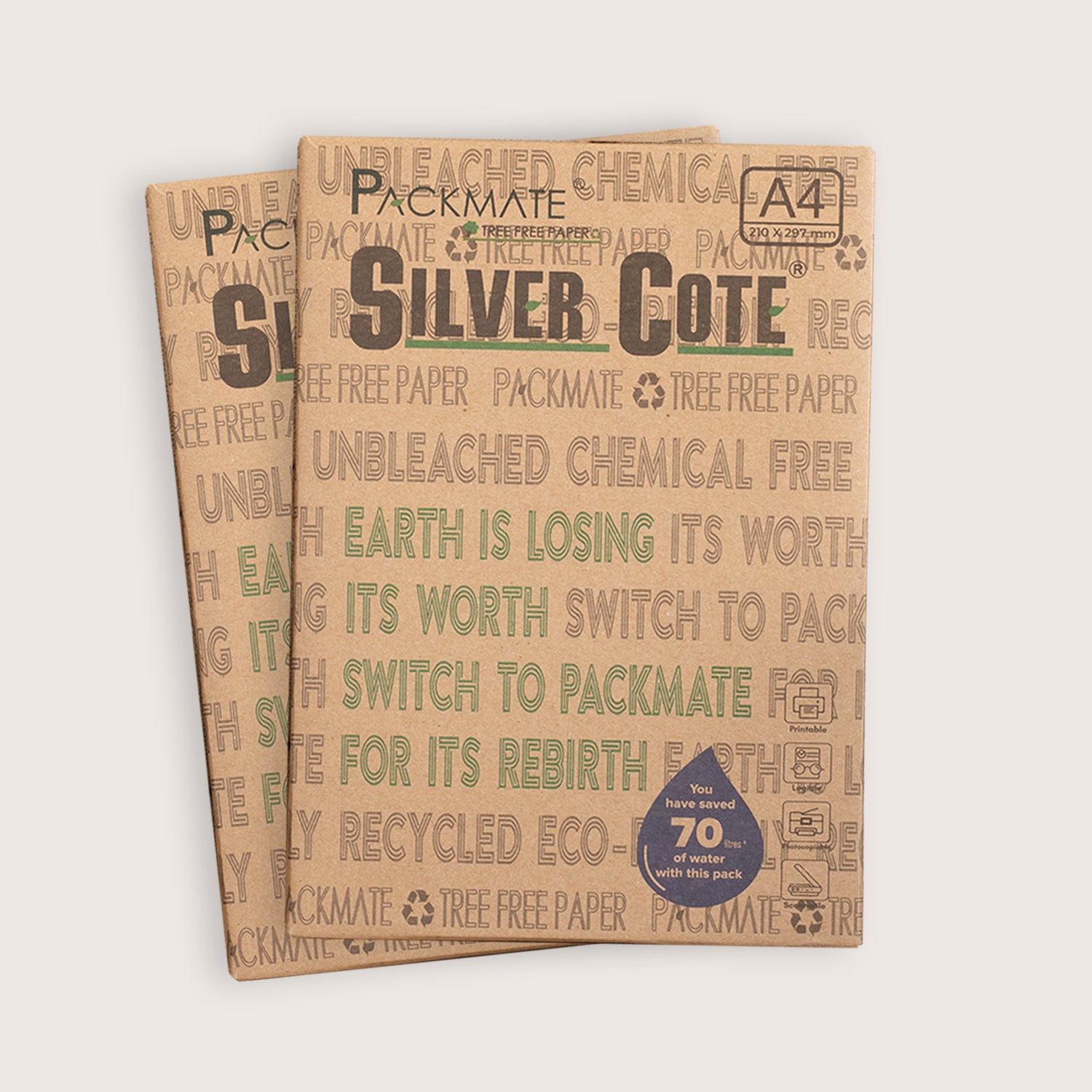 Packmate Silvercote A4 Printer Paper (500 Sheets) - 100% Recycled Paper ...