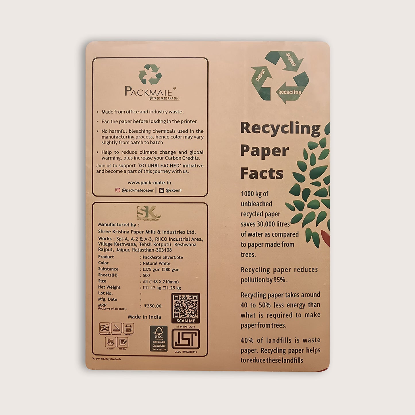 Packmate A5 Copier Combo (1 Silvercote + 1 Gold) Made From 100% Recycl ...