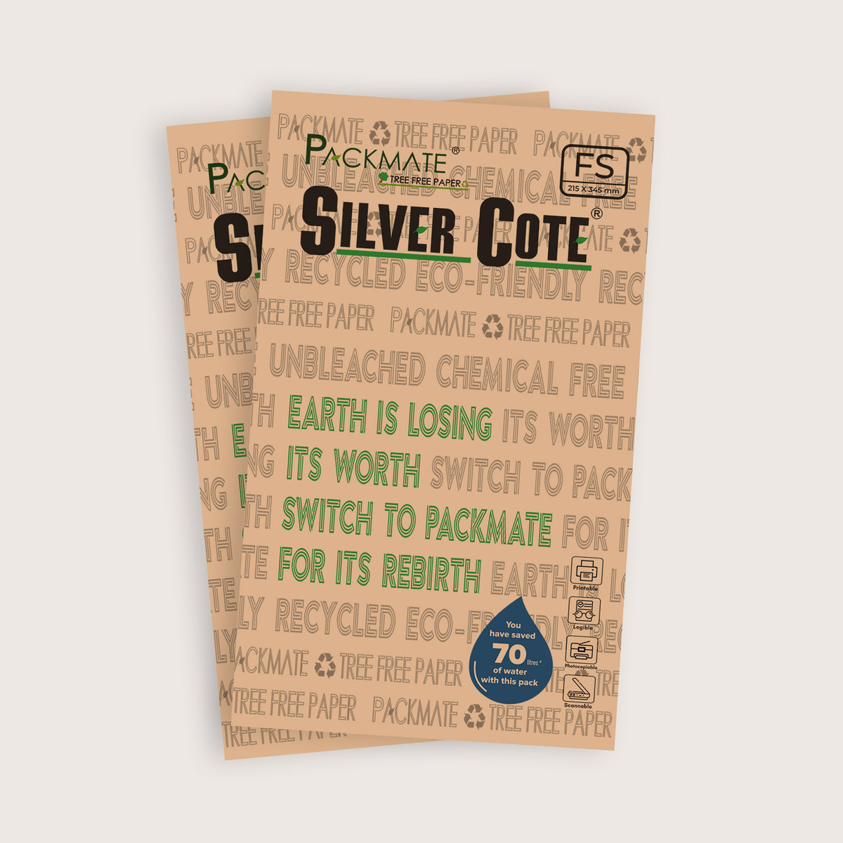 Packmate Silvercote Copier - FS, 1 Ream, 500 Sheet | Made From 100% Re ...