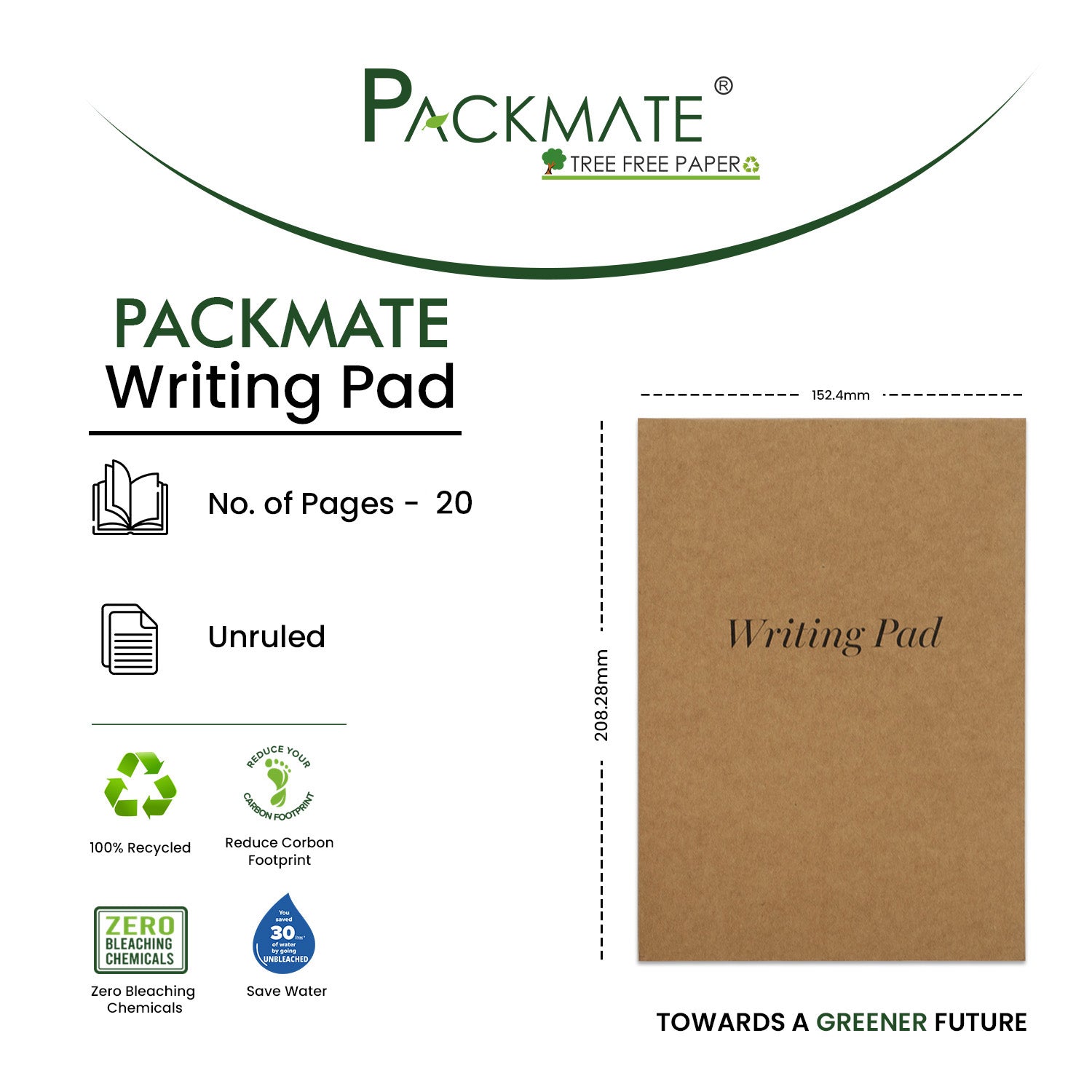 Packmate Writing Pad | Unruled | Made of 100% Recycled Paper – Packmate ...